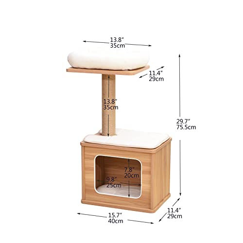 Catry Cat Tree - A Cat Play House Combo with Cat Hammock, Scratching Post, and Comfort Home Invariably Trap Kitten to Stay Around This 30β Easy Assembled Sturdy Cat Furniture, Beige