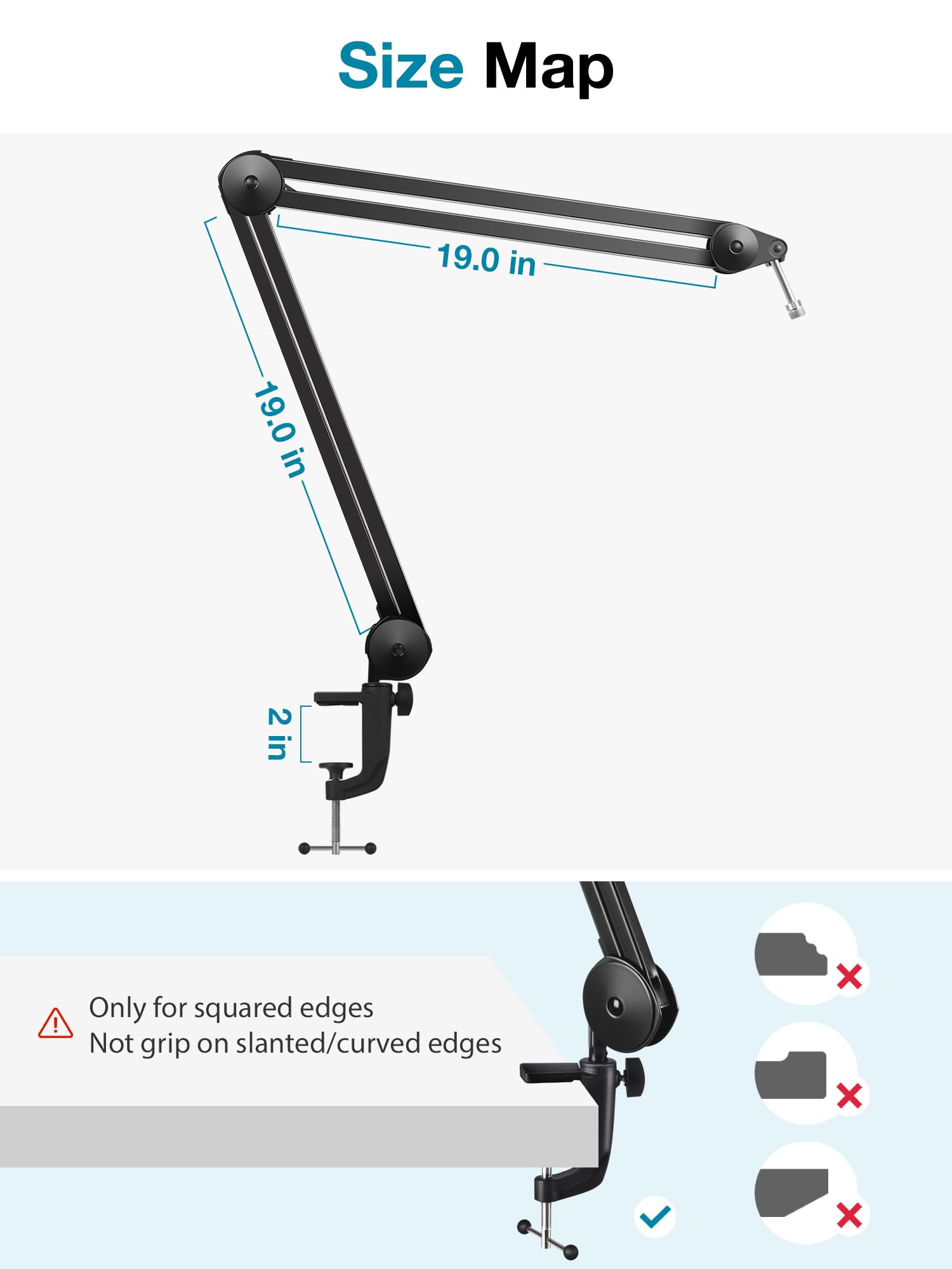 InnoGear Microphone Arm Stand, Heavy Duty Mic Arm Microphone Stand Suspension Scissor Boom Stands with Mic Clip and Cable Ties for Blue Yeti Snowball Hyper X QuadCast SoloCast Fifine Gaming(Large)