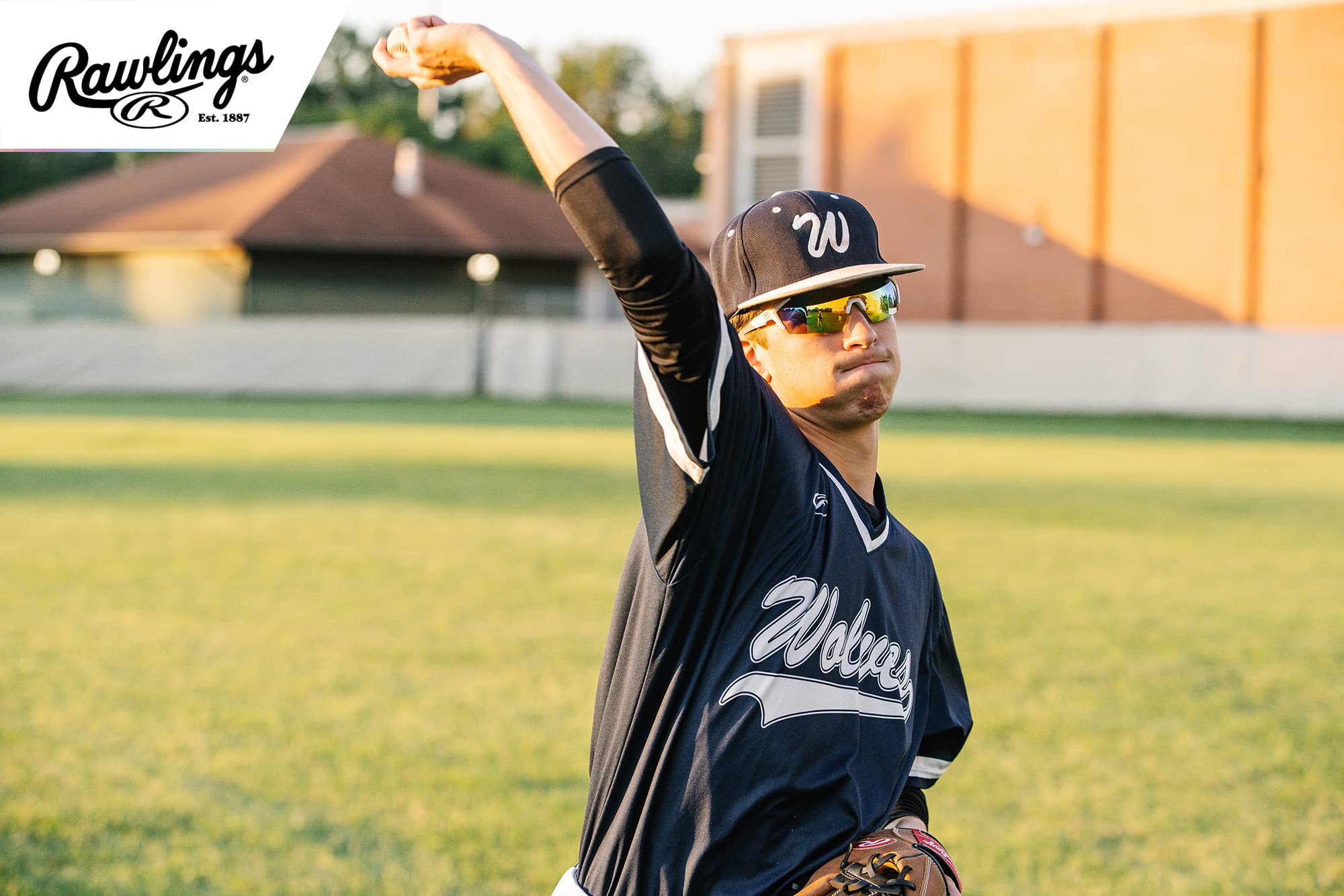 Rawlings Baseball Sunglasses or Softball Sunglasses - Ages 10 to Adult - Unisex Fit - Cycling Sunglasses - White Blue Mirror