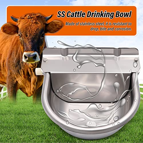 HHNIULI 2.5L/84.5oz Automatic Dog Waterer, 2 PCS 304 Stainless Steel Automatic Animal Drinking Water Bowl Trough Dispenser for Dogs Horses Cattle Sheep Goat Chicken β
