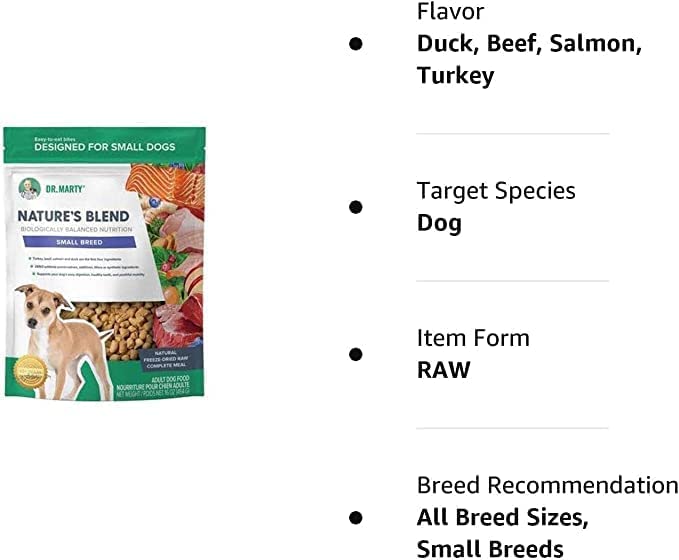 Dr. Marty Nature's Blend Adult Small Breed Freeze-Dried Raw Dog Food 16 oz, 1 Pound (Pack of 1)
