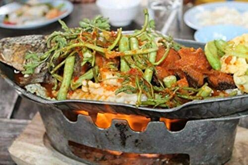 Fish Shaped Plate Hot Pot Tray With Stove Set Aluminium Charcoal Asian Thai Food Chafing Dishes
