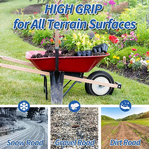 GICOOL 14.5-Inch Wheelbarrow Tire, 3.50-8" Flat-free Solid Tire and Wheel with 5/8" Axle Bore Hole, 3" -6" Centered Hub for Wheelbarrow Gorilla Cart Trolley Dolly Lawn Mover Go Kart Replacement