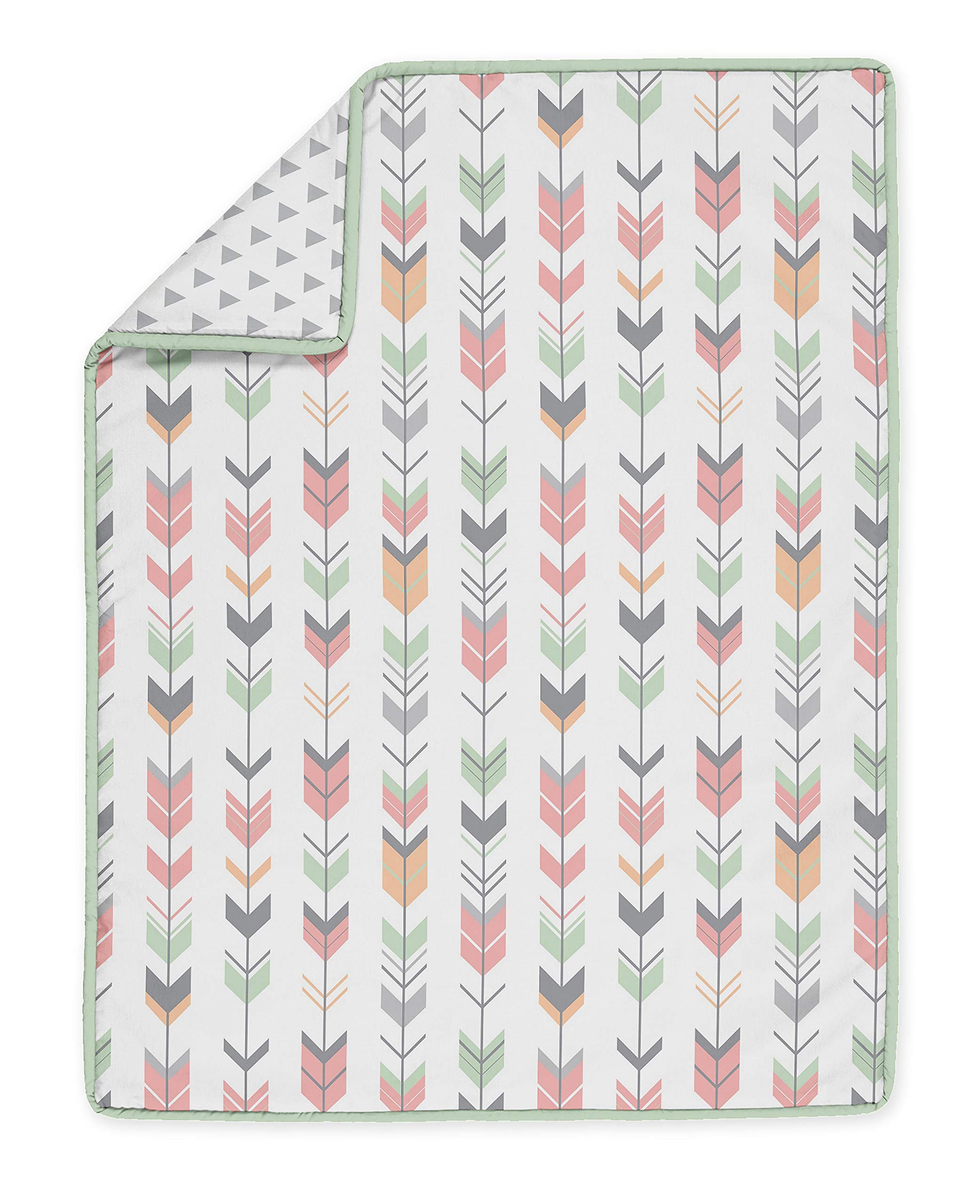 Grey, Coral and Mint Woodland Arrow 4 Piece Girls Crib Bed Bedding Set