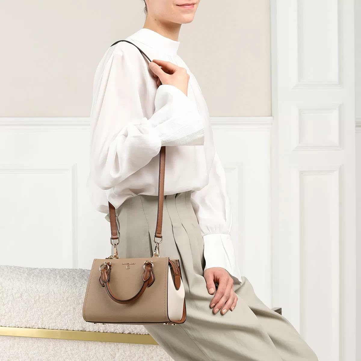 Michael Kors Marilyn Small Crossbody Camel Multi One Size