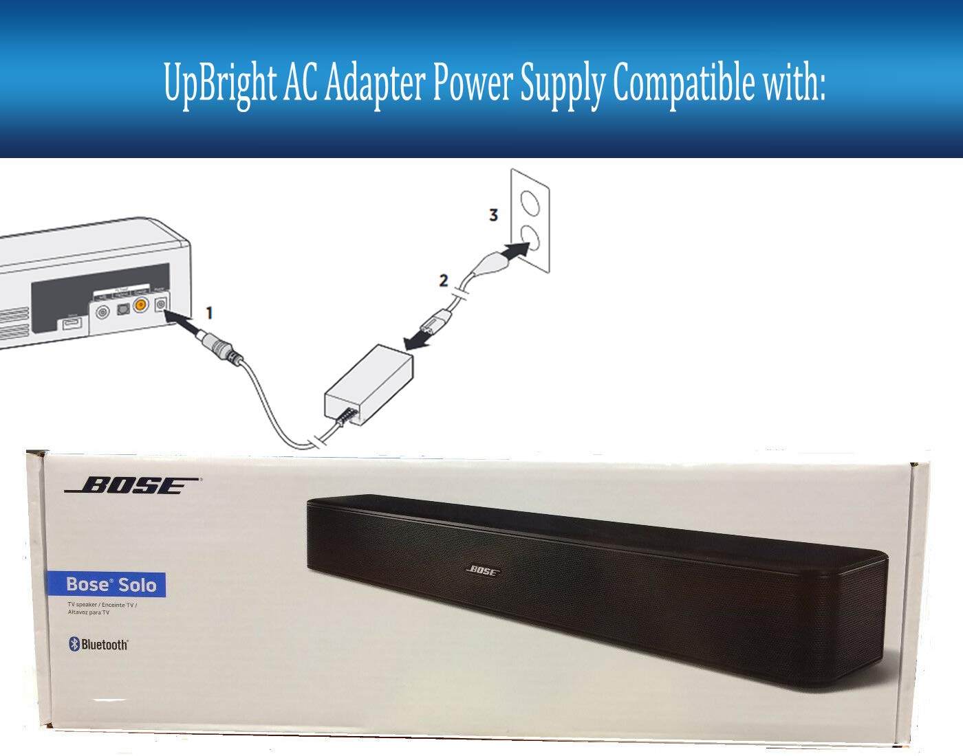 UpBright 20V AC/DC Adapter Compatible with Bose Solo 5 TV Sound bar System Solo5 Soundbar Bluetooth Speaker 418775 732522-1110 7325221110 36037901 DT20V-1.8C-DC DT20V1.8CDC 20VDC 1.8A 30W Power Supply