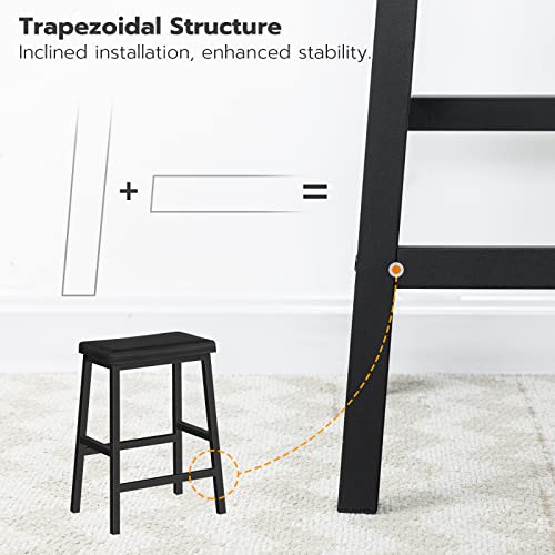 HOOBRO Bar Stools, Set of 2 Bar Chairs, PU Leather Upholstered Breakfast Stools, Easy Assembly, Suitable for Kitchen, Bar, Dining Room, Black BB01MD01