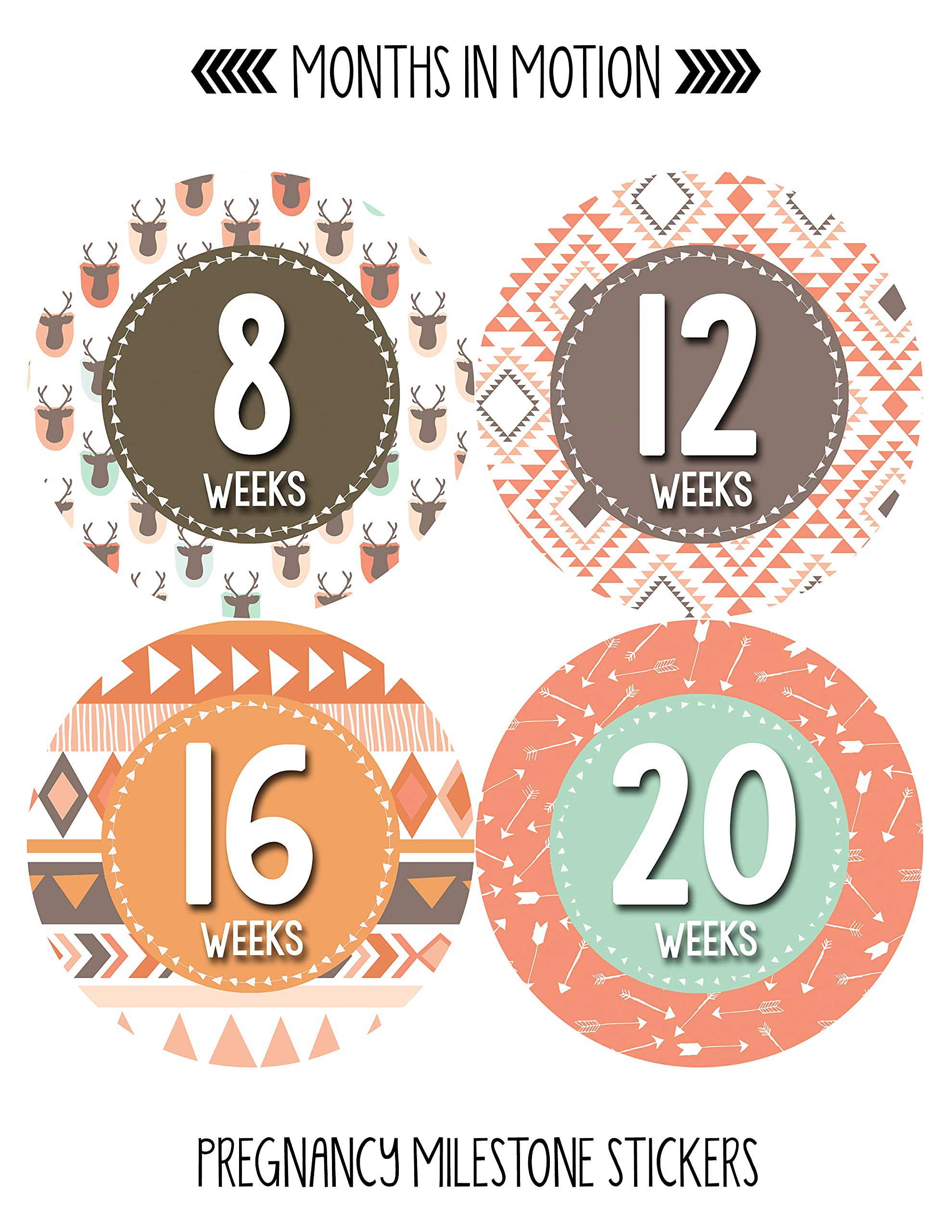 Months in Motion Pregnancy Weekly Belly Growth Stickers - Baby Bump Belly Stickers - Maternity Week Sticker - Pregnant Expecting Photo Prop Keepsake - Expectant Mom Gift - Style 916