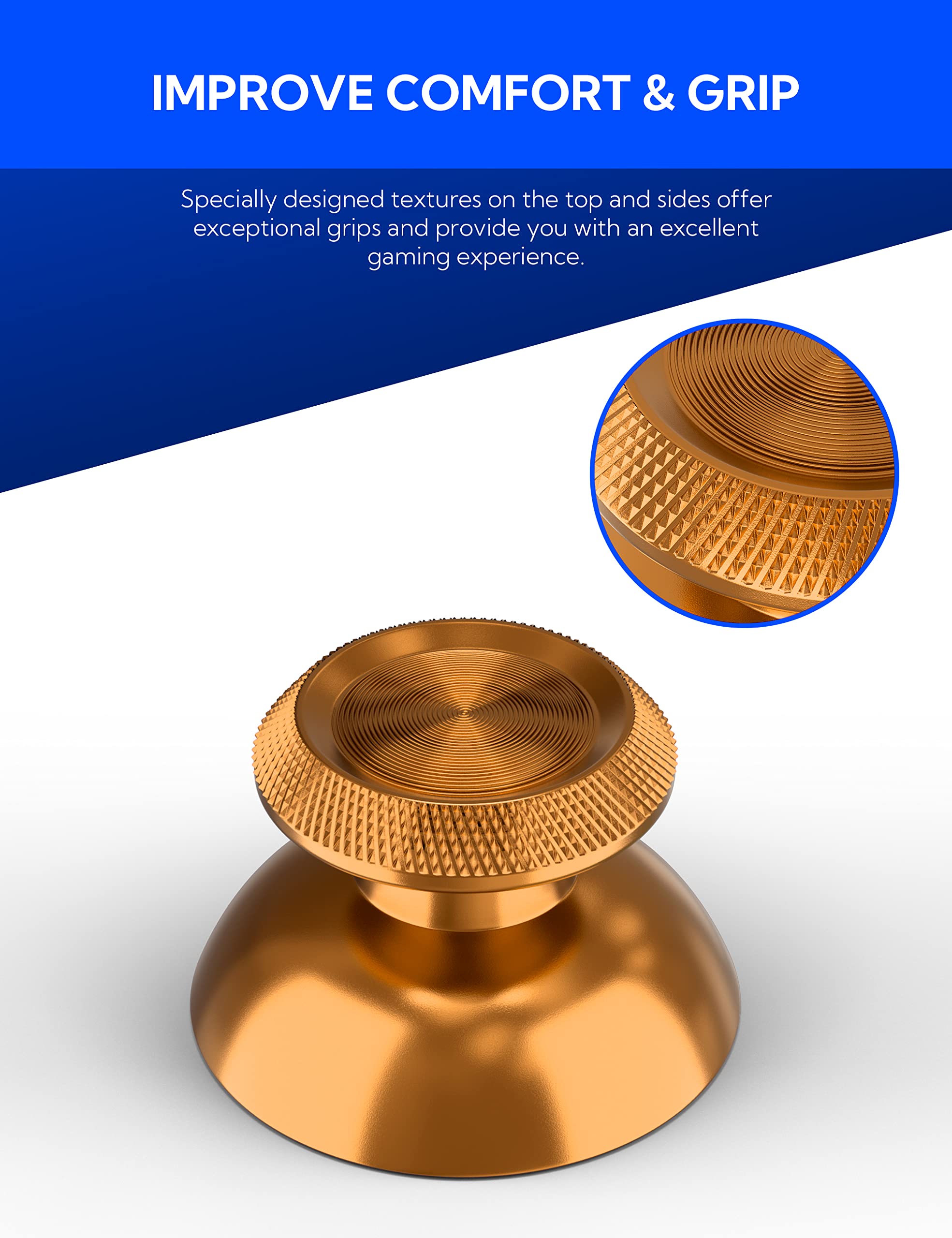 Avericht Metal Thumbsticks for PS5 Controller, Aluminum JoyStick Replacement Kit for Dualsense Controller(Metal Gold)