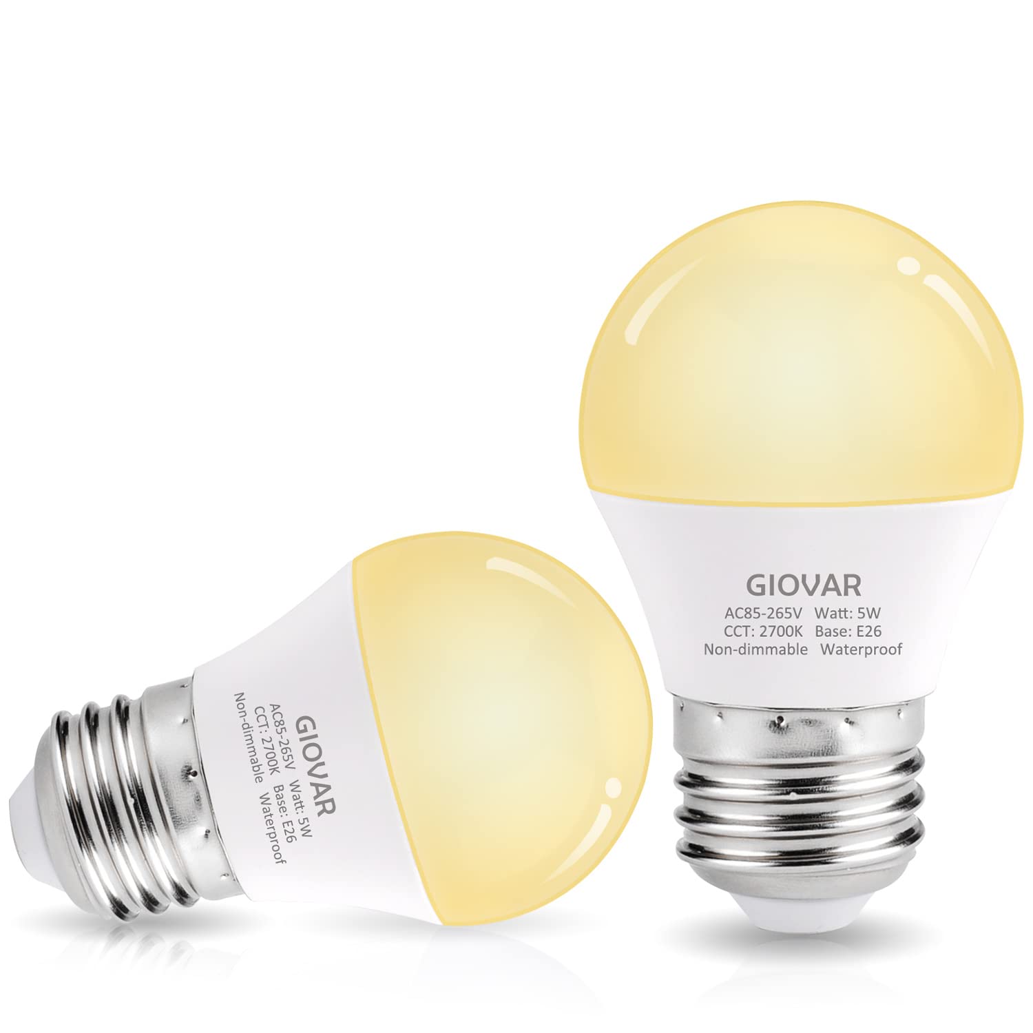 GIOVAR LED Range Hood Light Bulbs Replacement, 40 Watt Equivalent, LED Appliance Bulb for Refrigerator/Stove Hood/Fridge, 2700K SOFE White, E26 Base, Waterproof, Non-Dimmable, Pack of 2