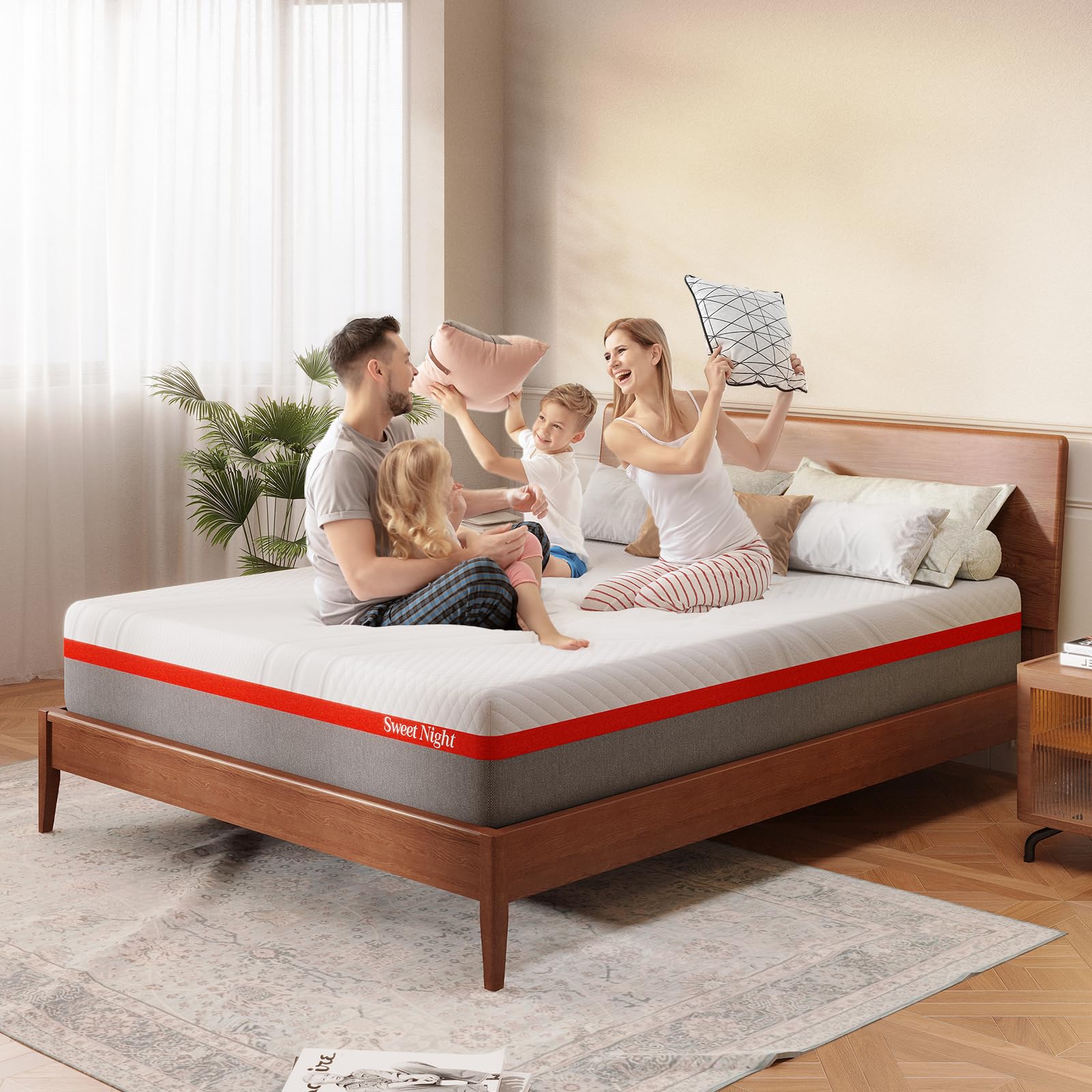 Sweetnight Full Size Mattress, 12 Inch Gel Memory Foam Mattress in a Box, Plush Foam Mattress for Pressure Relief & Motion Isolation, Clarity, Gray+White