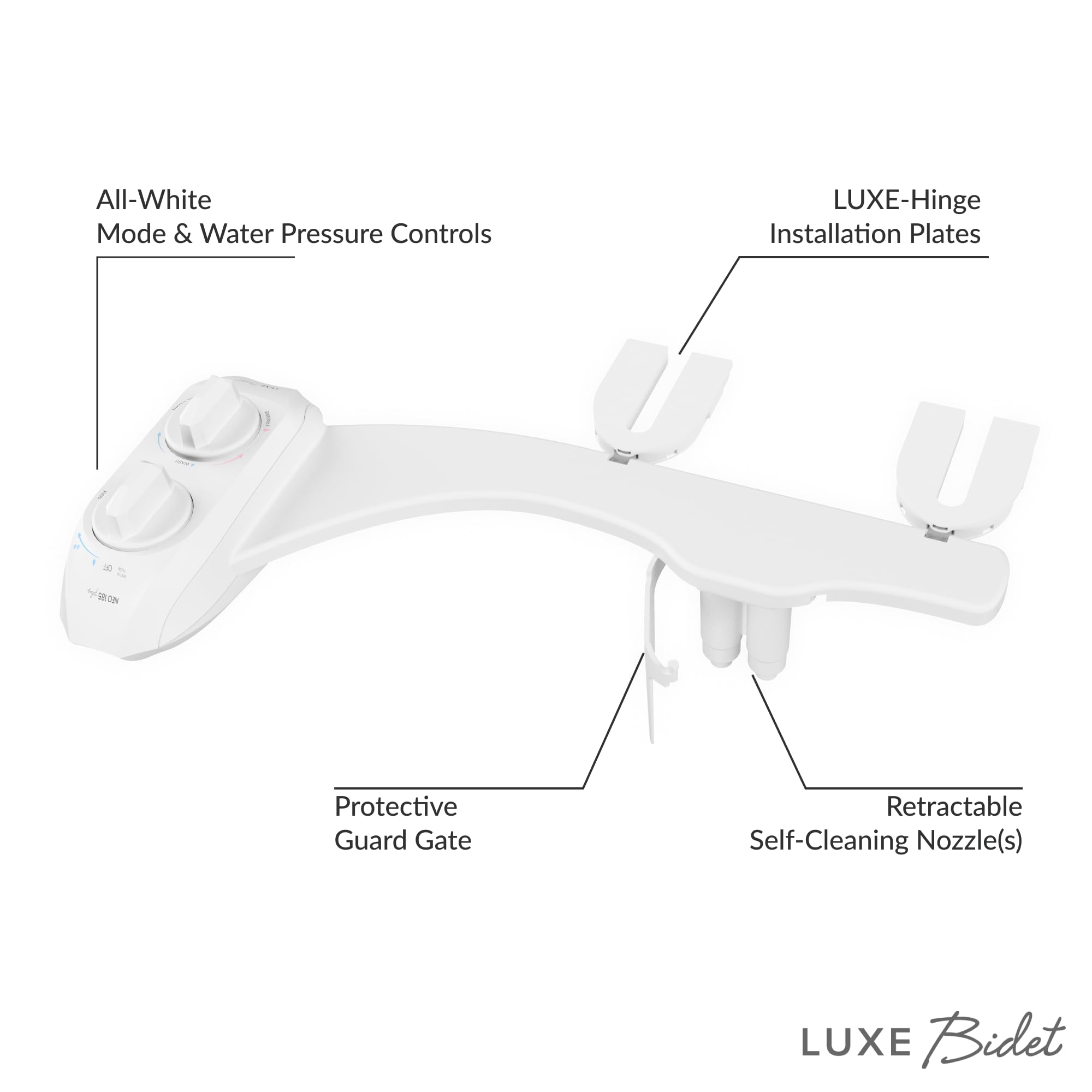 LUXE Bidet NEO 185 Plus White and LUXE Elongated Toilet Seat Bundle