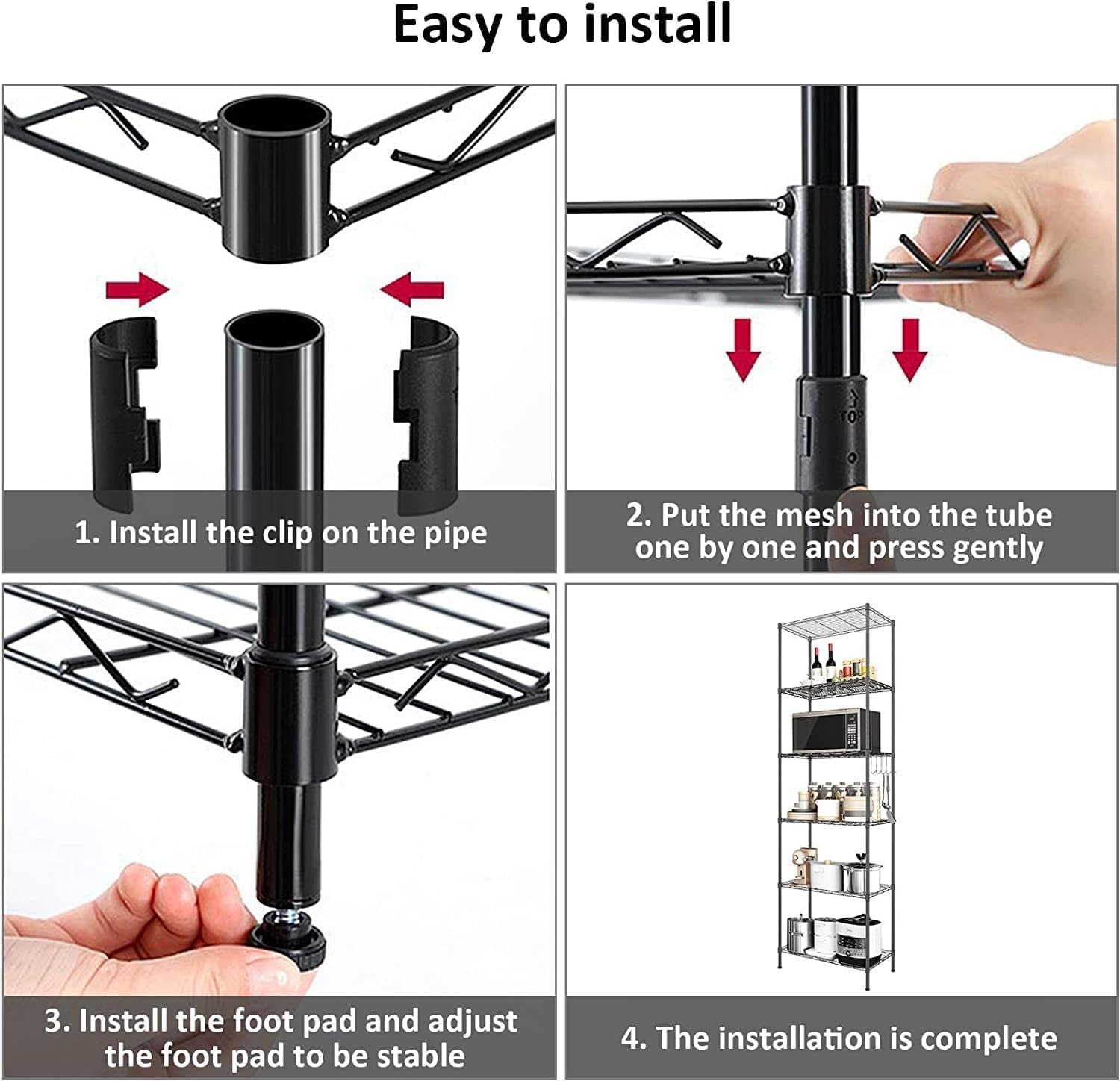 Devo Shelves for Storage, Metal Storage Shelves, Pantry Shelves, Bathroom Shelves, Height Adjustable Shelf Organizer for Kitchen Storage, Home Organization (21" L * 11" W * 63" H)