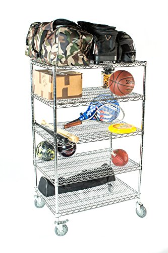 Omega Shelving Storage | 5 Tier Truck Shelving Unit 18" Deep x 36" Wide x 80" High- 1200 lb Capacity per Shelf, Adjustable Wire Shelving, Tool-Free Assembly |Chrome Garage Shelving