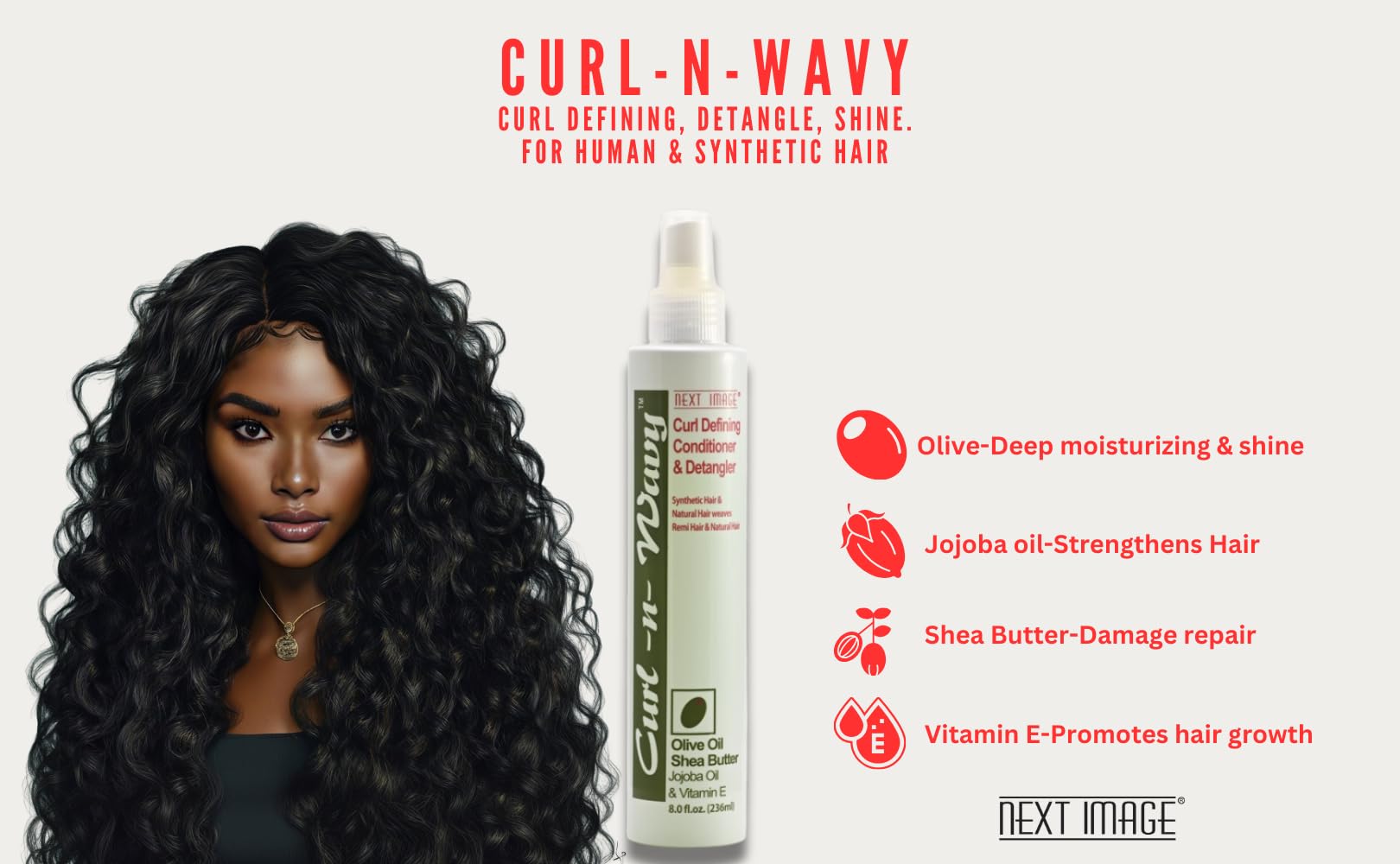 On Natural Next Image Curl-n-Wavy Curl Defining Conditioner and Detangler Oilive Oil, Shea Butter, Jojoba Oil & Vitamin E, 8 Ounce