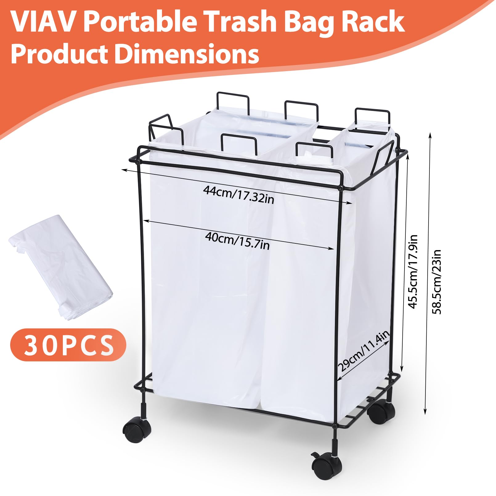 VIAV Garbage Bag Holder Portable Trash Rack Can with 30 PCS Trash Bags Outdoor Waste Bins Camping Trash Can for Indoor Outdoor RV Picnic Kitchen Home Use