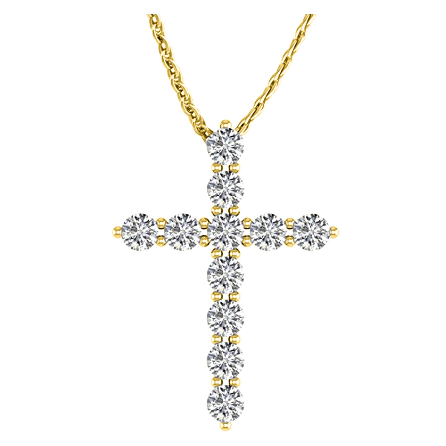 Houston Diamond District 1/2 Carat Total Weight 14K Yellow Gold Diamond Cross Value Collection