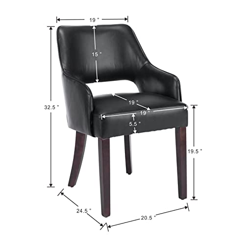 chairus Modern Dining Chairs Set of 6 PU Leather Living Room Chairs with Open Back and Wood Legs Comfy Upholstered Side Chair for Kitchen/Restaurant/Bedroom, Black