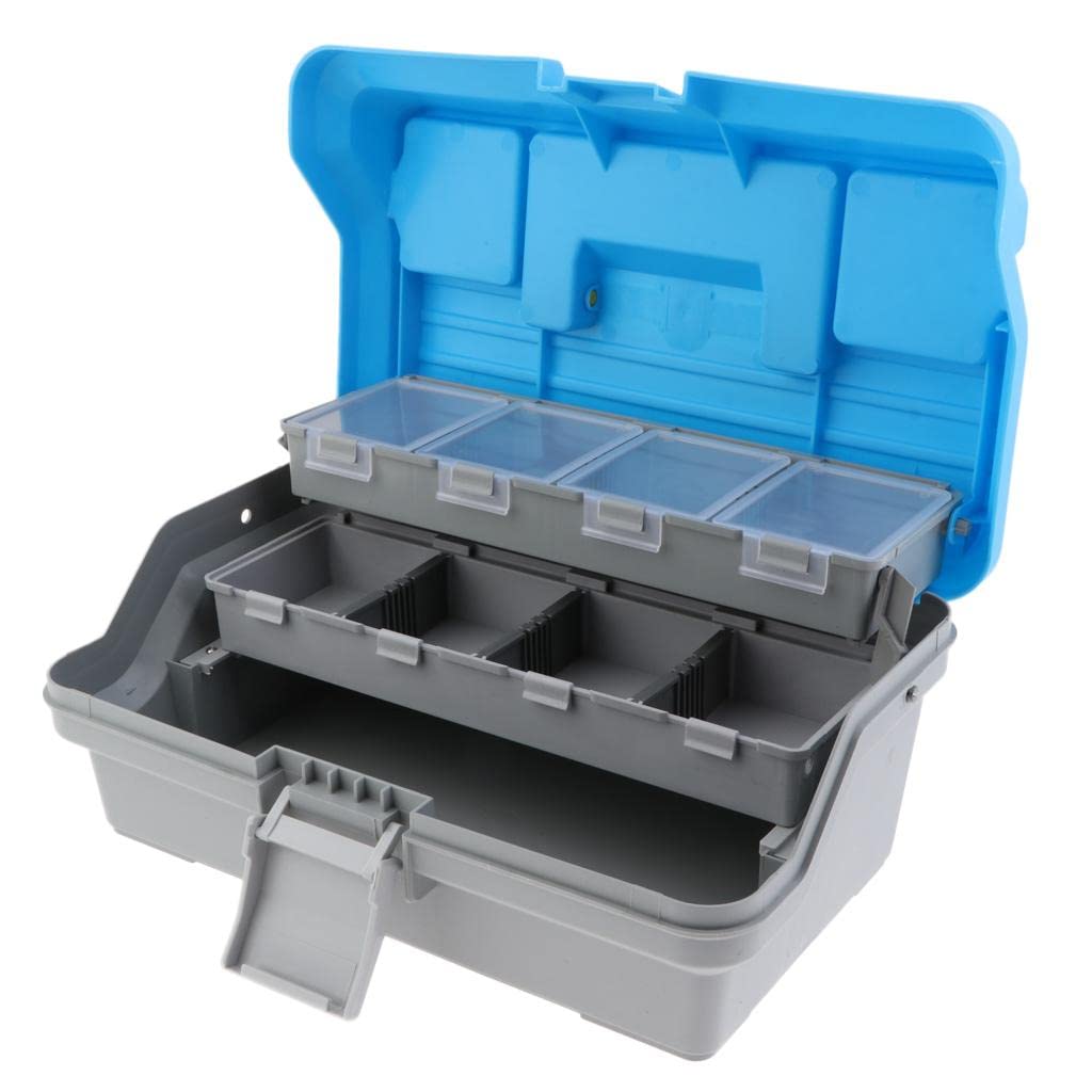 barenx 3 Layers Waterproof Fishing Tackle Box Tray Tackle Tools Baits Storage Case