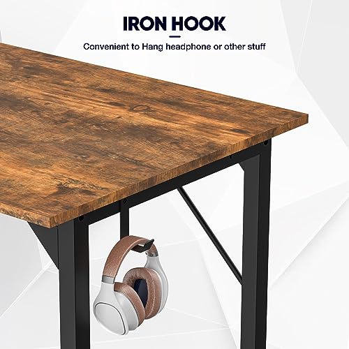 Computer Desk - 47 Inch Office Desk, Modern Desk with Storage, Wood Writing Desk, Corner Desk for Small Space, Executive Work Desk, Home Desk for Bedroom