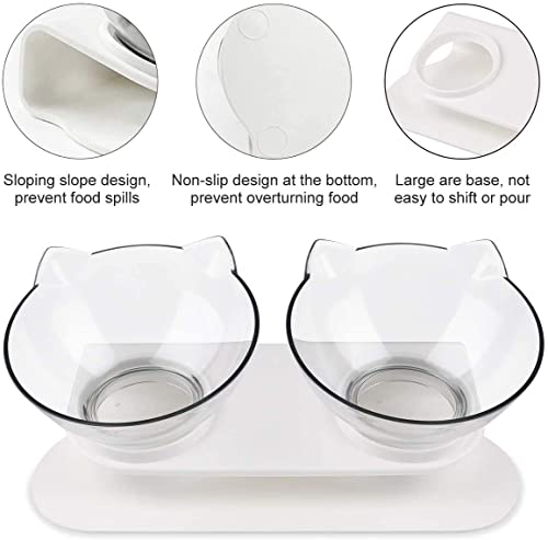 Double Cat Bowl with Raised Stand Pet Food Bowl Perfect for Cats and Small Dogs
