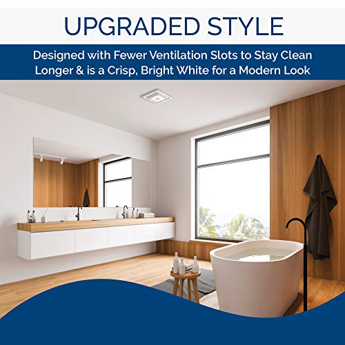 Broan-NuTone FG800SPK Bluetooth Speaker Bathroom Exhaust Grille Cover with LED Light, White Bath Fan
