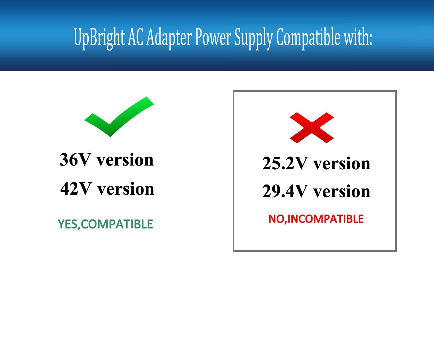 UpBright 3-Prong 42V AC/DC Adapter Compatible with Jetson Rogue JROGU All-Terrain Hoverboard Light Up Wheels Balancing Scooter Lithium Battery Hover Board JROGU-BLK 42VDC 1A Power Supply Cord Charger