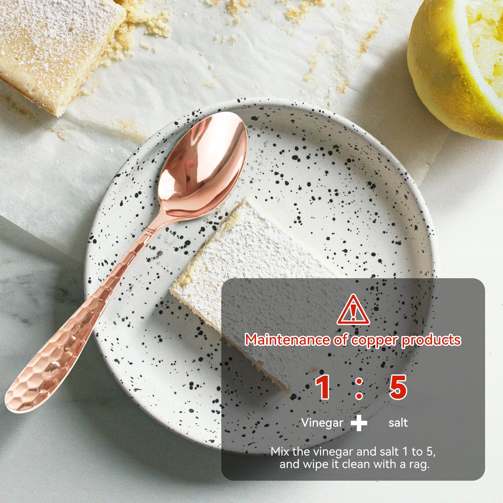 CigeZaus Copper Spoon, 7" Pure Solid Soup Spoons (2)