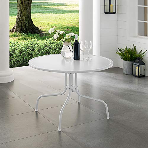 Crosley Furniture KOD10010KL Griffith Retro Metal Outdoor 5-Piece Dining Set with 39" Table and 4 Chairs, White and Key Lime