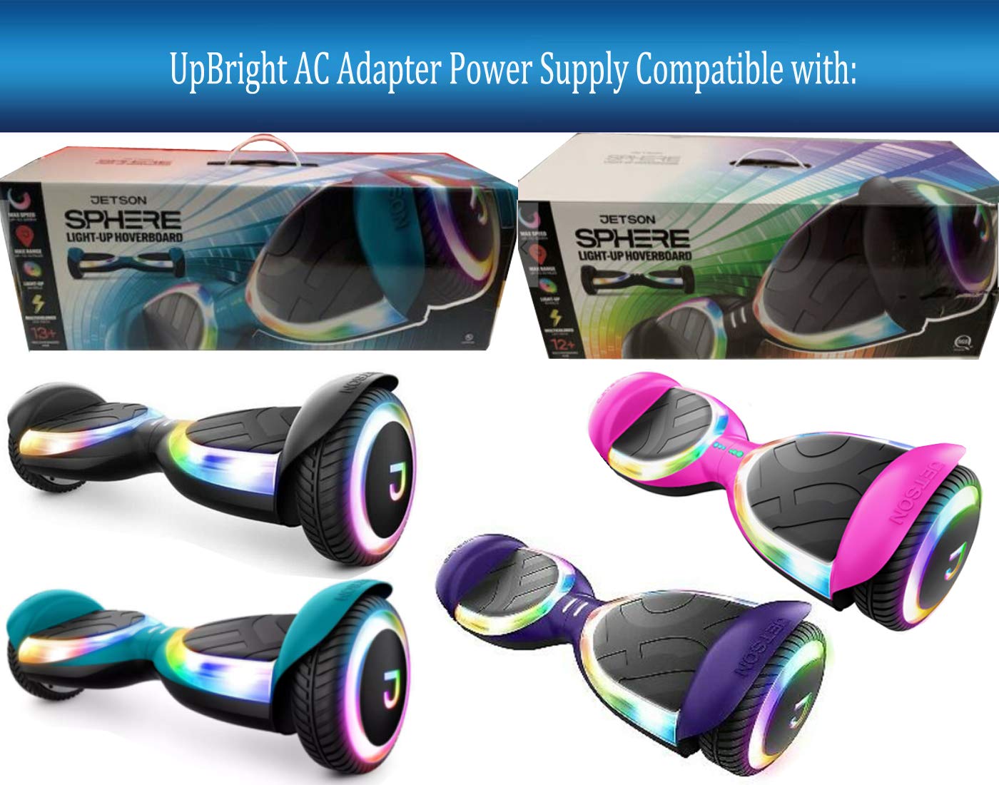 UpBright 3-Prong 42V AC/DC Adapter Compatible with Jetson Sphere JSPHER-BLK JSPHER-RED Magma JMGMA-BLK Aero JAERO-BLK Nitro JNITRO-BLK 36V 2.0Ah Lithium-ion Battery Hover Board FY0424201000 Charger