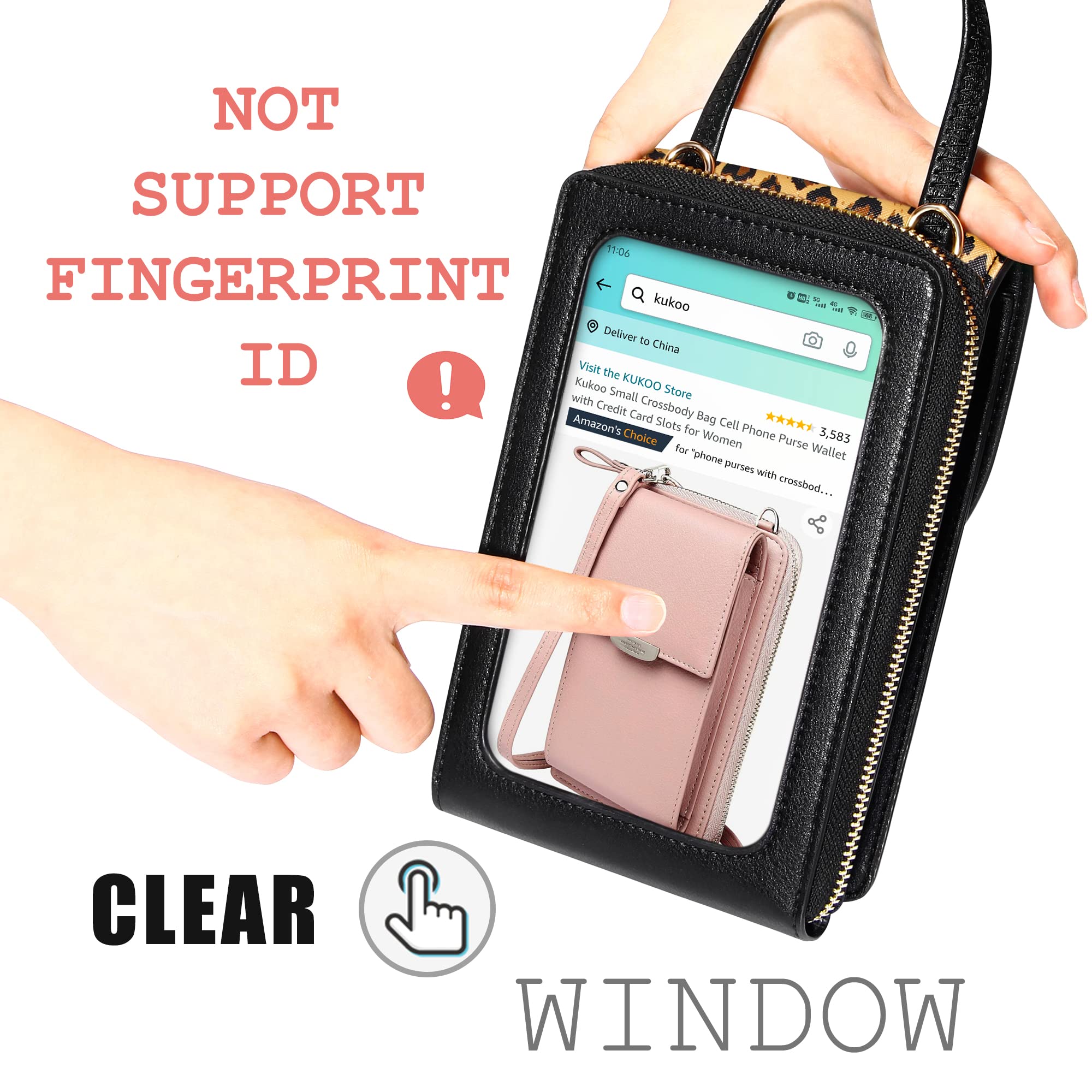 KUKOO Small Crossbody Bags for Women Cell Phone Purse Wallet Mini Shoulder Handbag with Credit Card Slots
