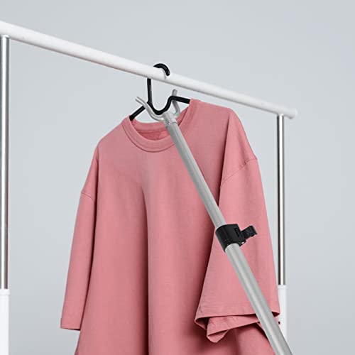Clothes Line Retractable Pole with Hook and Handle Reach Stick Closet Pole Telescoping Pole for Clothes Shutter Closet Curtain Shelf Ceiling Retractable Clothesline Indoor
