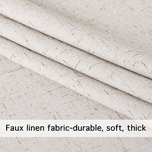 Flamingo P 100% Blackout Curtains Textured Linen Curtains for Bedroom Energy Saving Window Treatment Grommet Burlap Curtain Drapes Thermal Insulated White Liner, 2 Panels, 52 x 108 Inch, Ivory
