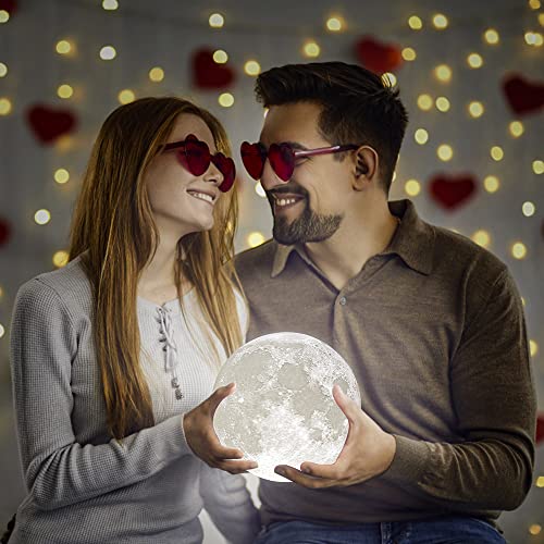 BRIGHTWORLD Moon Lamp, 3D Printing Moon Light 4.7 inch Night Light for Kids Gift for Girls Boys Women, Touch Control USB Rechargeable Brightness Adjustable Warm & Cool White Color (White Hand Stand)