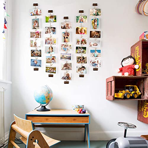 Emfogo Picture Frames Collage Wall Decor Photo Collage Picture frames 4x6 for Wall Hanging with 30 Clips Multi Photo Display for Dorm Room Decor