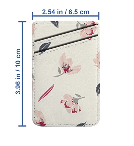 Diascia Pack of 2 - Cellphone Stick on Leather Cardholder ( Beautiful Pastel Embroidery Flowers Pattern Pattern ) ID Credit Card Pouch Wallet Pocket Sleeve