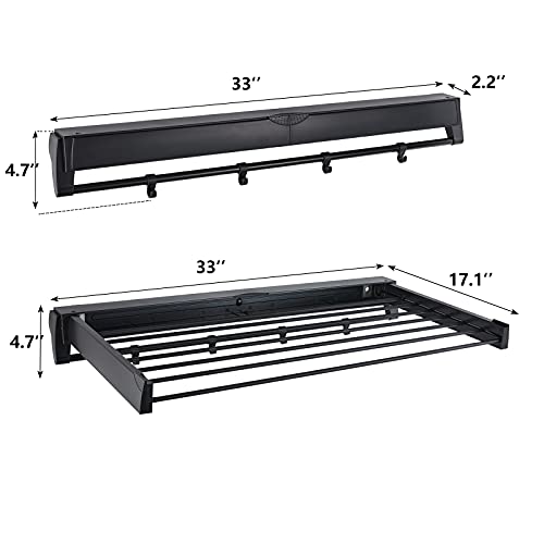 Delysia King Clothes Laundry Drying Rack,Collapsible Wall Mounted Hanger|7 Drying Rods (Black)