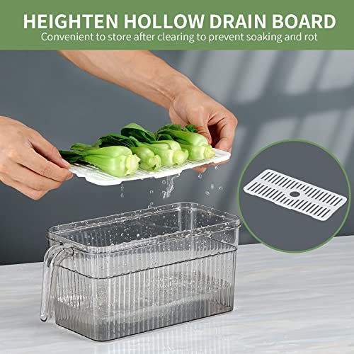 Fridge Organizer with Freshness Timer Lid, Stackable Refrigerator Organizer Bins with Front Handle and Drain Tray, BPA-FREE Clear Plastic Food Storage Bins for Kitchen, Pantry, Cabinet ( 3L, 4Pack)