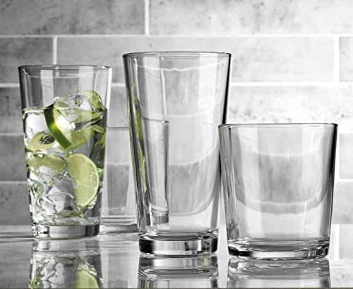 Glaver's Drinking Glasses Set of 8 Mixed Glassware Set, 4 Highballs 17 Oz., 4 Whiskey Glasses 13 Oz., Great For Cocktail Whisky and other Beverages. Dishwasher Safe.