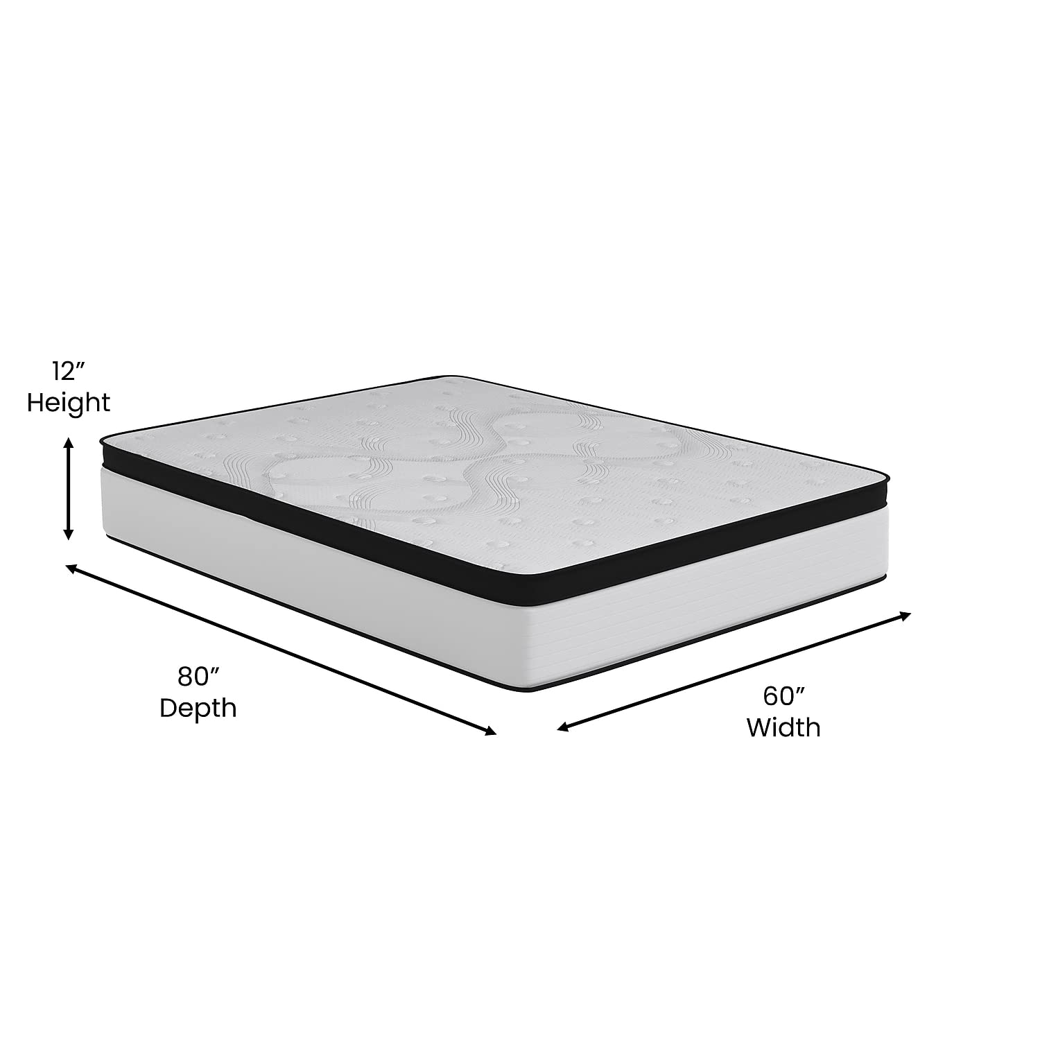 Flash Furniture Capri Comfortable Sleep 12" Hybrid Pocket Spring and Foam Mattress in a Box, Extra Firm Foam Pocket Spring Hybrid Mattress, Queen