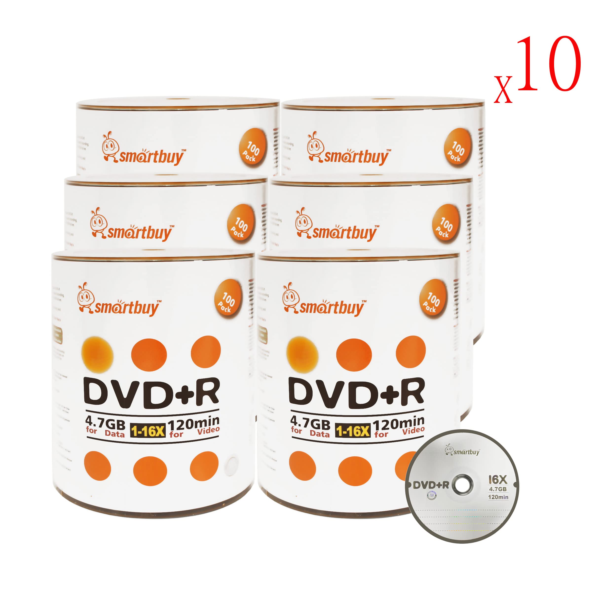 Smart Buy 6000 Pack DVD+R 4.7gb 16x Logo Blank Data Video Movie Recordable Disc, 6000 Disc 6000pk