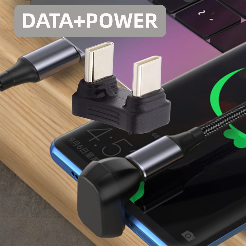 cablecc 480Mbps USB-C Type C Male to Male Coupler Extender Power Data Adapter Opposite U Shape Back Angled for Power Bank Phone Laptop