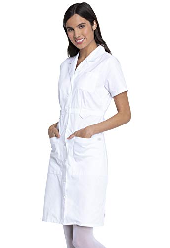 Dickies womens Button Front medical scrubs dresses, White, Large US