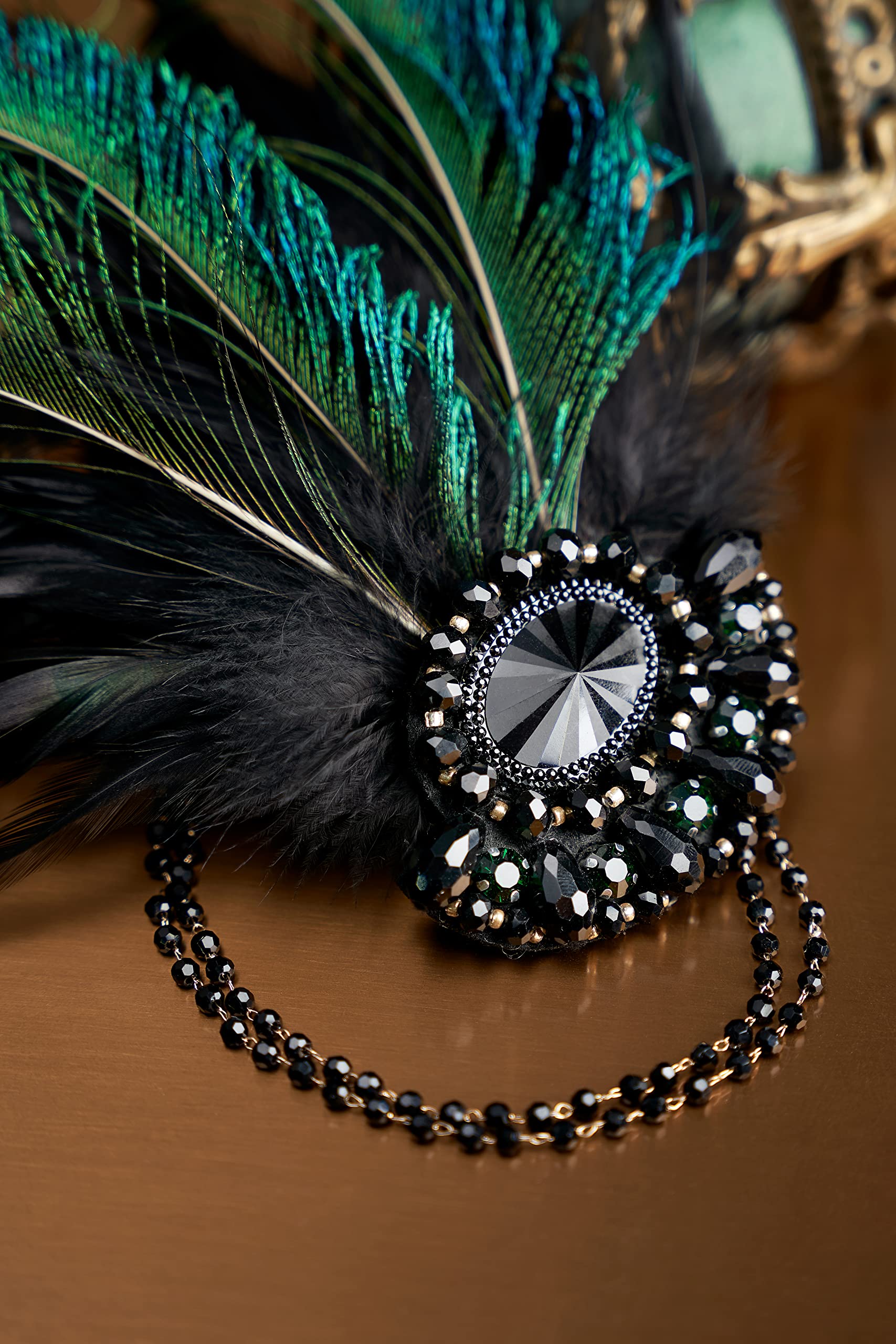 BABEYOND Vintage 1920s Flapper Headband Roaring 20s Great Gatsby Headpiece (Green)