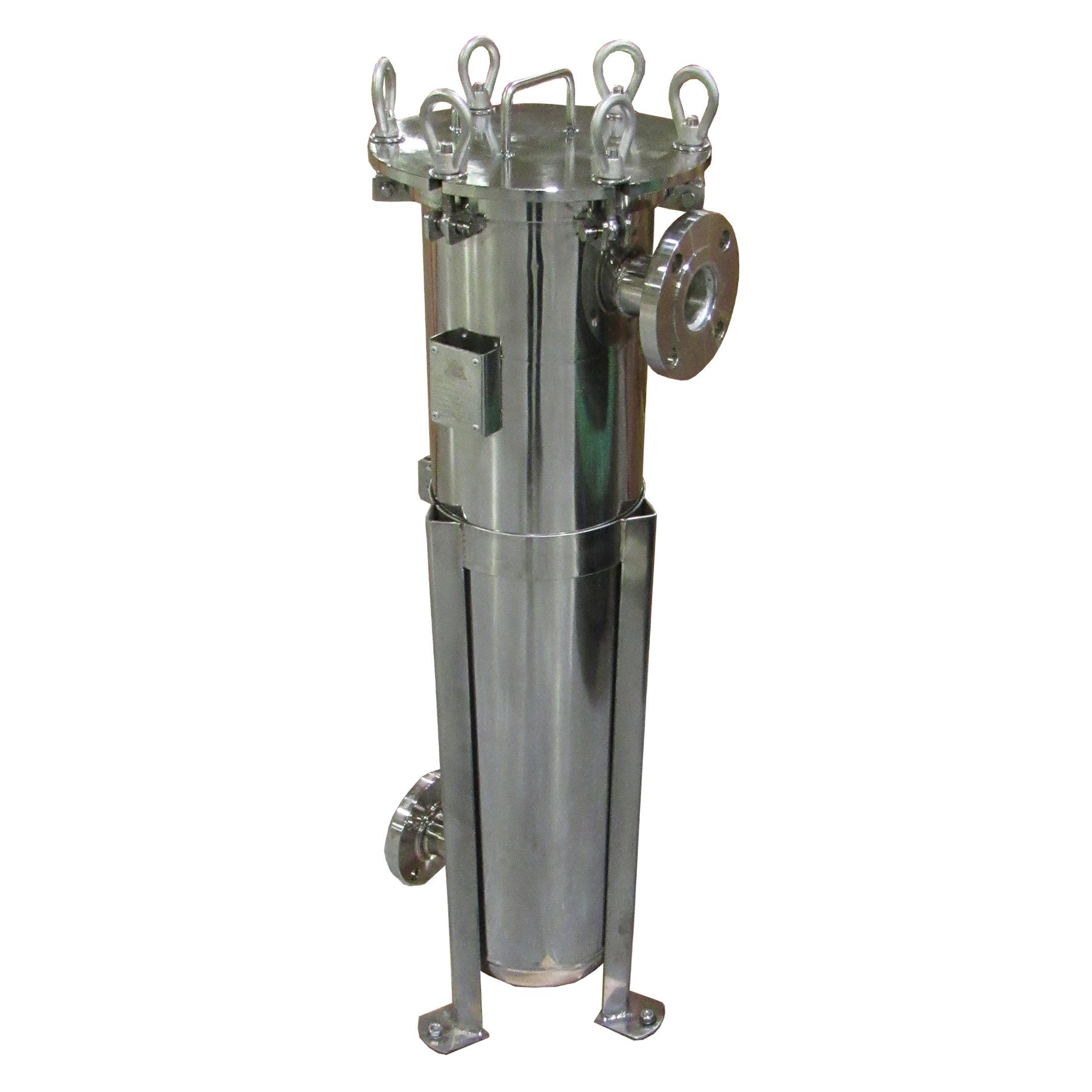 PRM 304 Stainless Steel Bag Filter Housing, #2 Size, 2 Inch Flange Inlet/Outlet, 150 PSI Max. Pressure, Bolt Plate Top