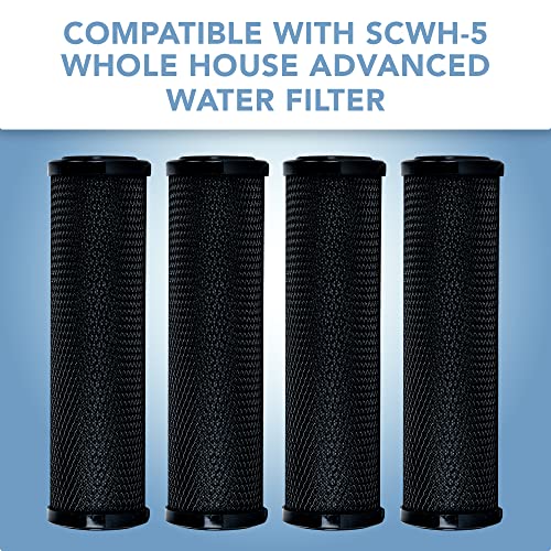 CFS – 4 Pack Whole House Advanced Carbon Water Filter Cartridges Compatible with SCWH-5 Models – Remove Bad Taste and Odor – Whole House Replacement Filter Cartridge