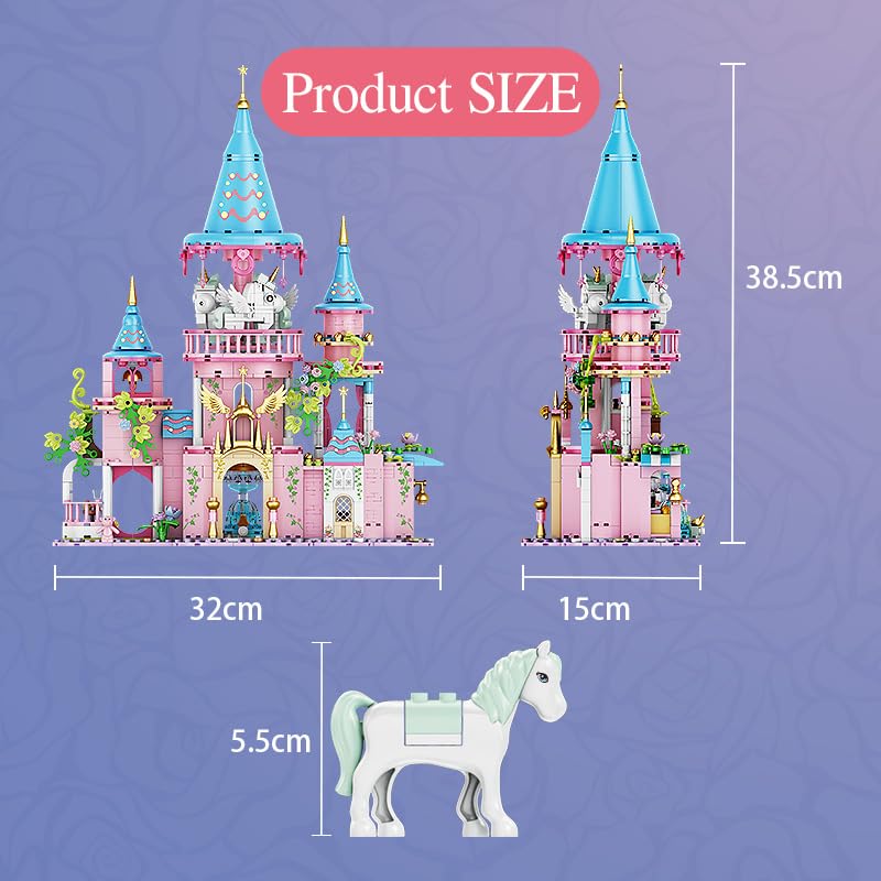 JIETENGFEI Girls Castle Princess Building Blocks House Crystal & Sleigh with Palace Bricks Construction Play Kit for Kids Christmas Birthday Gift Present 6.7.8.9.10.11.12 Years and Up
