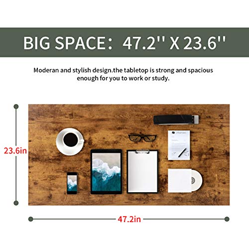 Computer Desk,47.2 inches Home Office Desk Writing Study Table Modern Simple Style PC Desk with Metal Frame,Brown