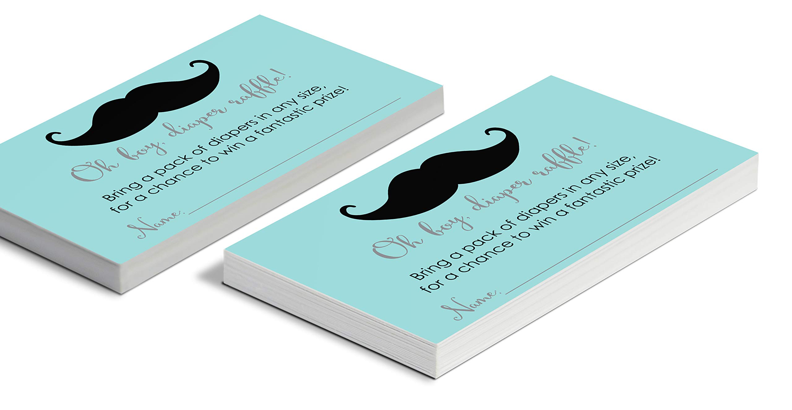 Paper Clever Party Mustache Diaper Raffle Tickets (25 Pack) Boys Baby Shower Games – Invitation Insert Card Set - Size 2x3.5