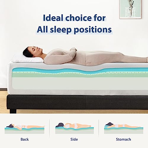 ELEMUSE Twin Mattress 8 Inch Cooling Gel Memory Foam Mattress, CertiPUR-US® Certified Breathable Bed in a Box for Pressure Relief, Fiberglass-Free